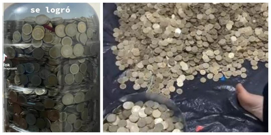 Durante 4 años ahorraron monedas de 500 y 1000 en un botellón - Canal 1