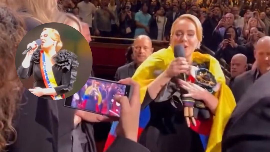 Adele se robó el corazón de los colombianos luciendo con orgullo la bandera - Canal 1